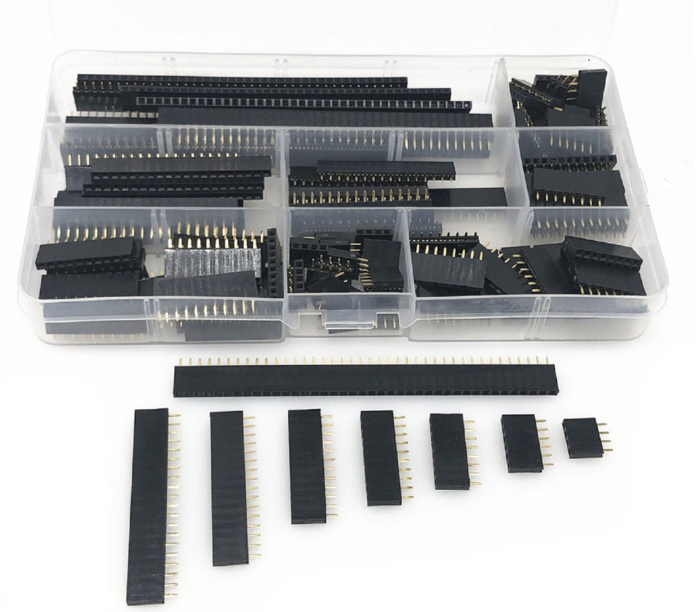 120Pcs 2.54mm Straight Single Row PCB Board Female Pin Header Assortme – Blue PCB Electronics