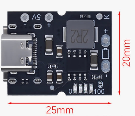 5B1 Type-C USB 5V 2A Boost Converter Step-Up Power Module Lithium Batt ...